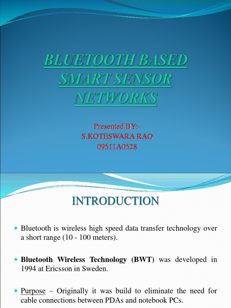 Bluetooth Based Smart Sensor Network | PDF | Wireless Sensor Network | Bluetooth