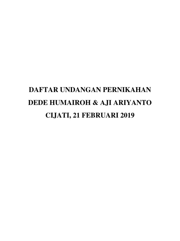 Daftar Undangan Pernikahan Dede | PDF