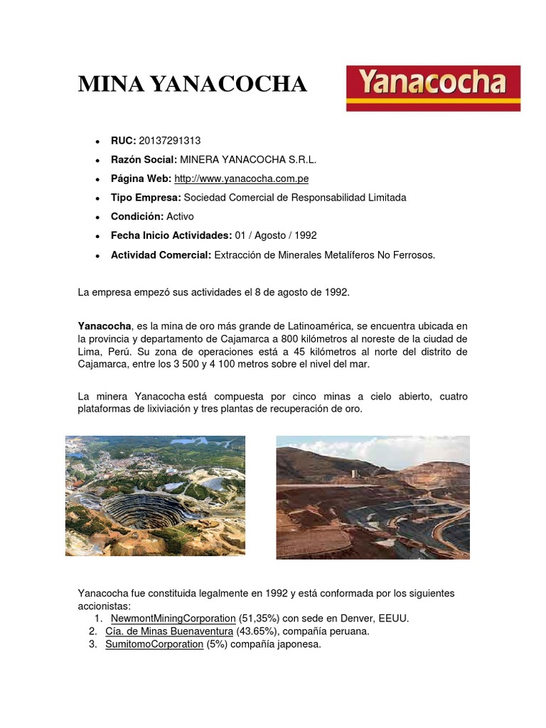 Mina Yanacocha | PDF | Minería | Mercurio (Elemento)