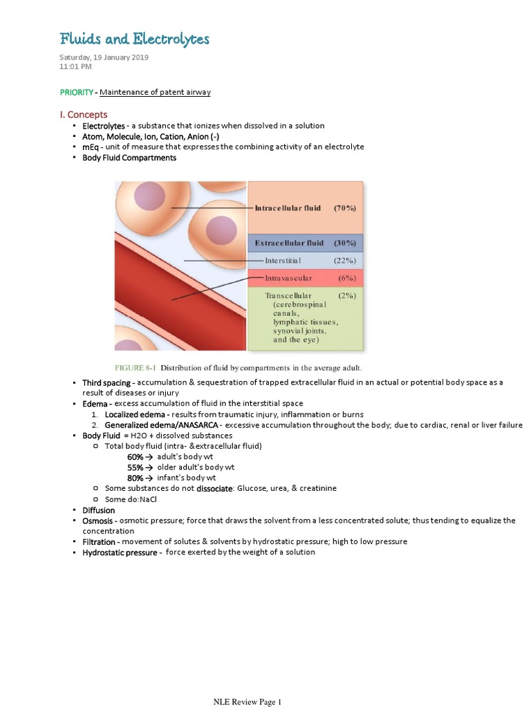 Fluids and Electrolytes Notes | PDF | Dehydration | Electrolyte