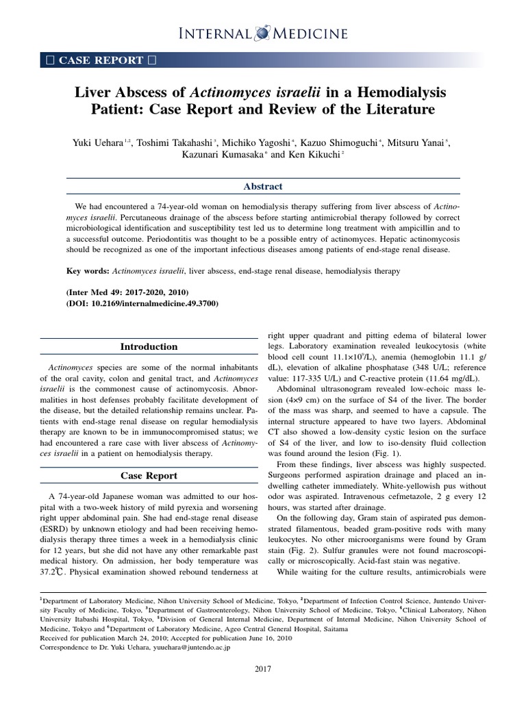 Liver Abscess of Patient: Case Report and Review of The Literature ...