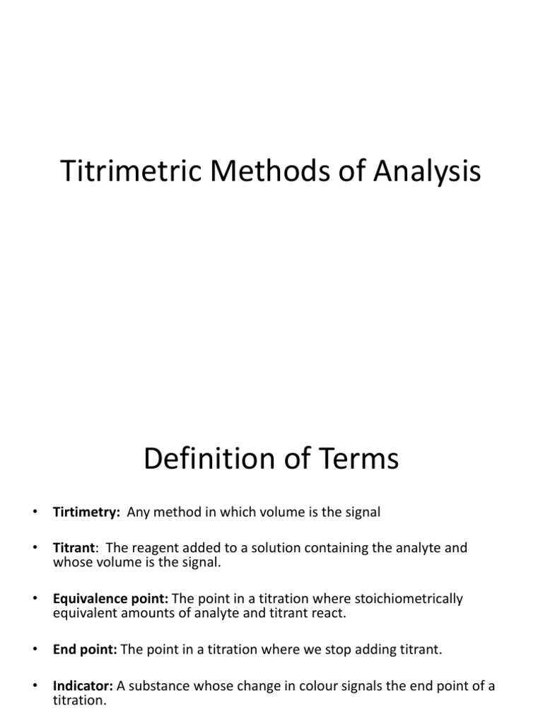 Titrimetric Methods: Definitions & Concepts | PDF | Titration | Chemistry