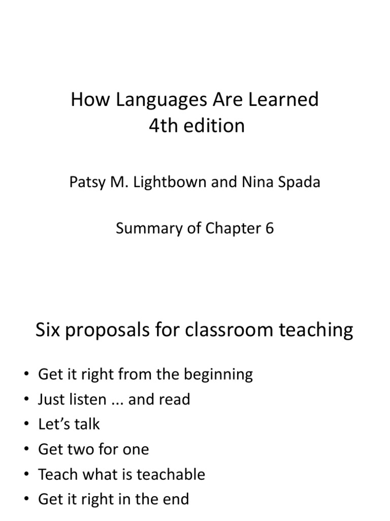 How Languages Are Learned 4th Edition: Patsy M. Lightbown and Nina ...