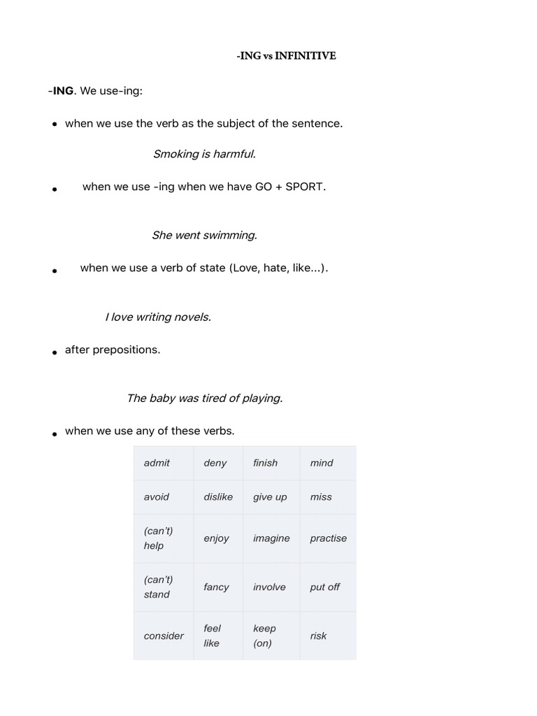 Using -ING vs. To-Infinitive in English | PDF