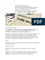 Employee Code of Conduct Company Policy PDF | PDF | Employment | Behavior