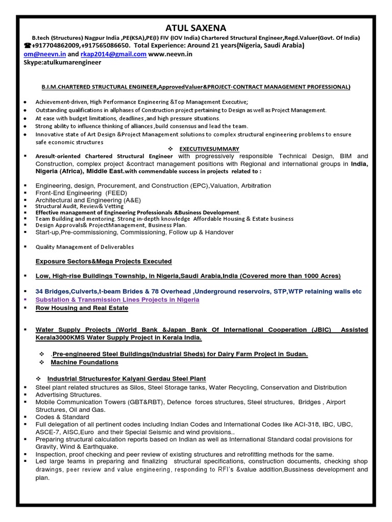 Atul Saxena: and WWW - Neevn.in Skype:atulkumarengineer | PDF | Project ...