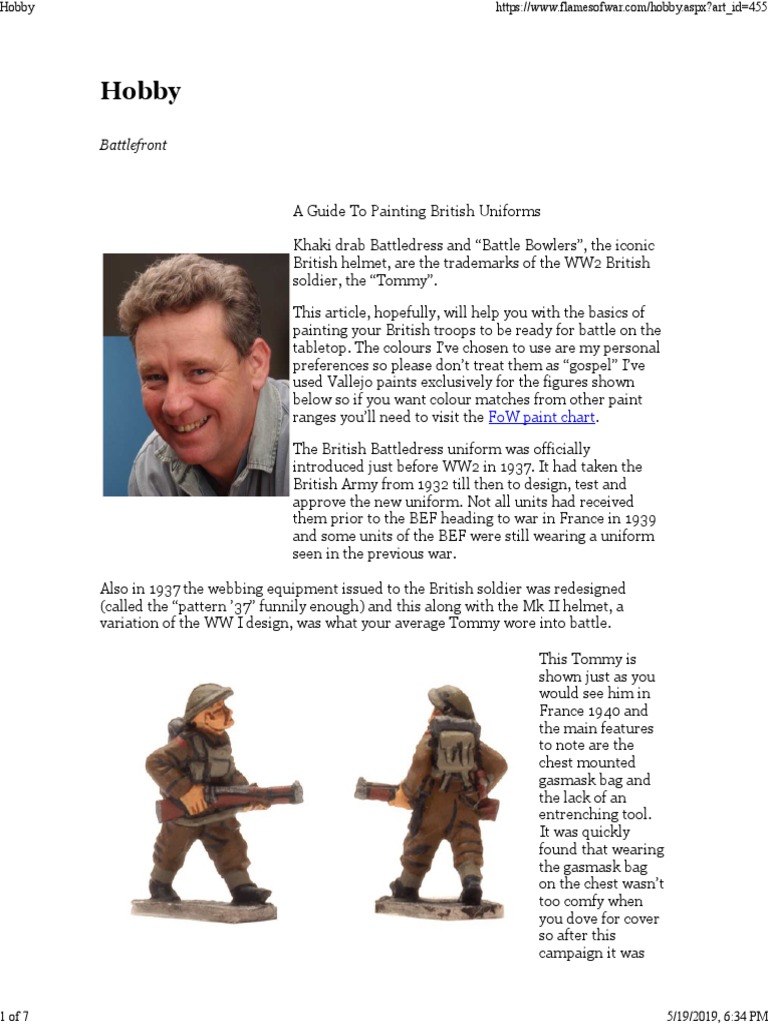FOW WWII British Infantry Painting Guide | PDF | Military Uniforms ...