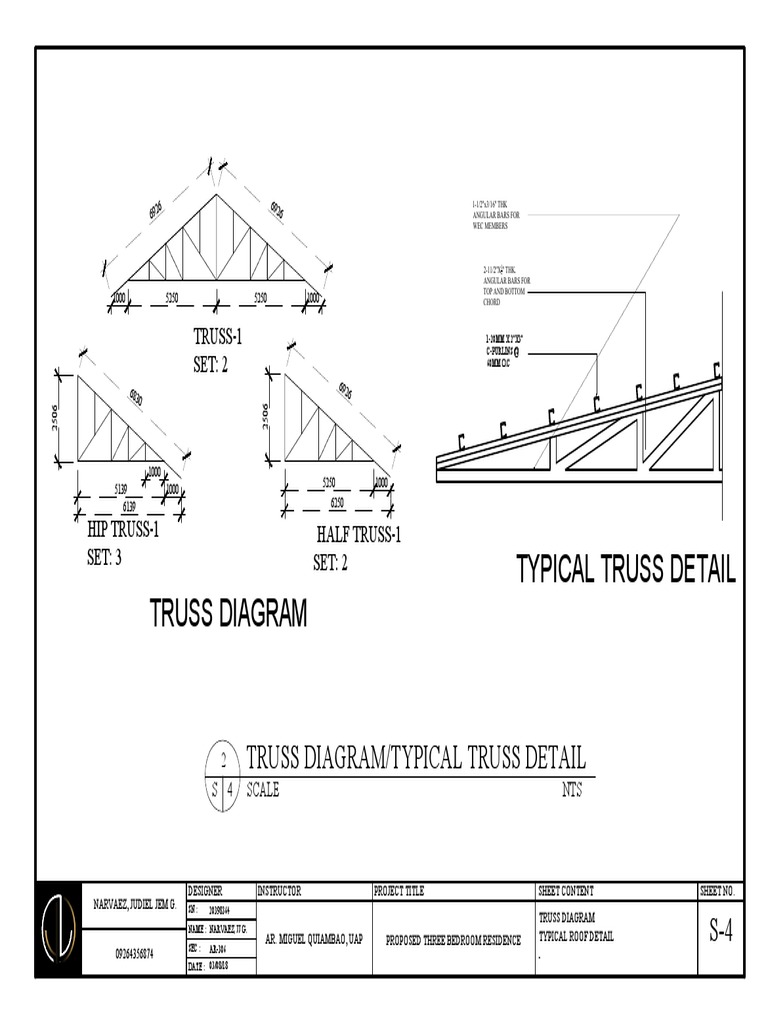 Truss Diagram/Typical Truss Detail | PDF | Engineering | Architectural ...