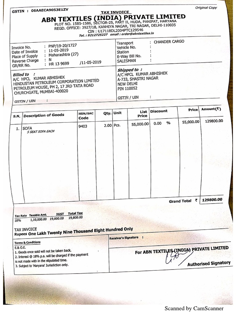 Furniture Bill | PDF