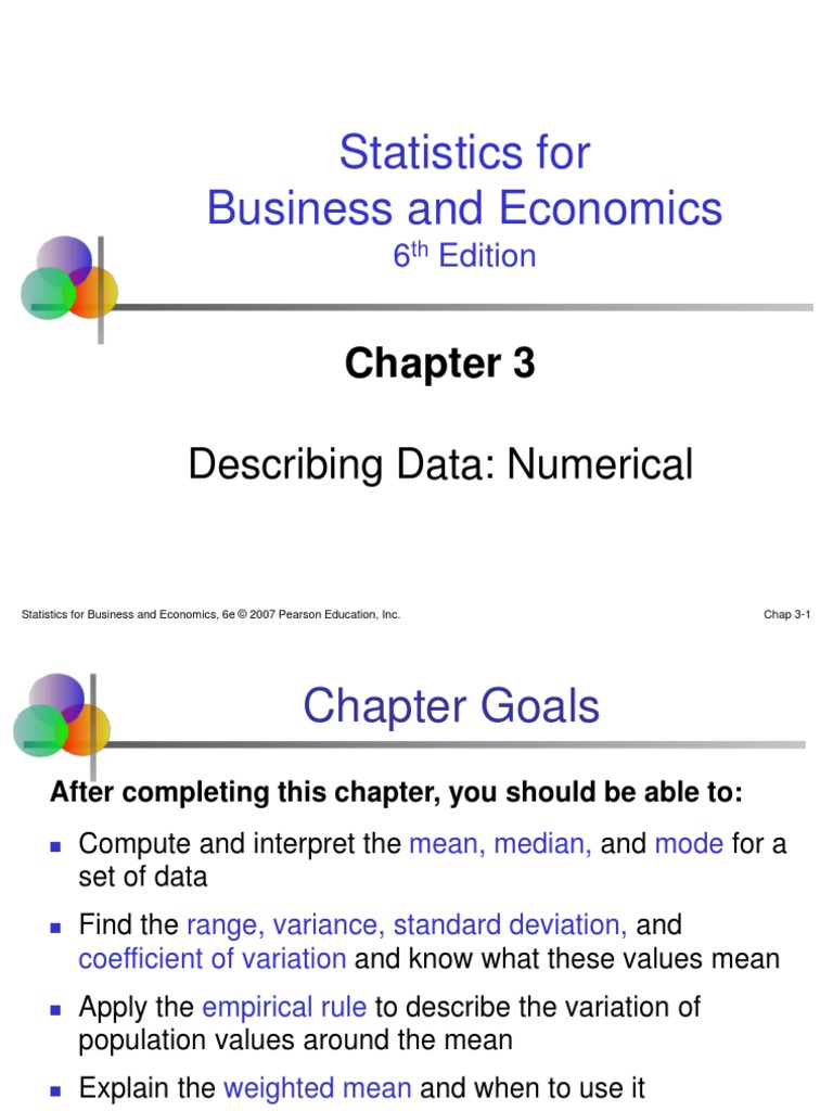 Statistics For Business and Economics: Describing Data: Numerical | PDF ...