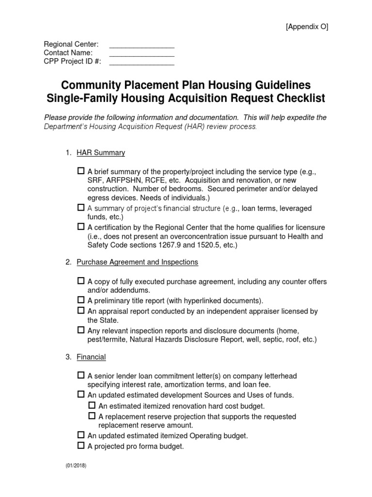 Community Placement Plan Housing Guidelines Single-Family Housing ...
