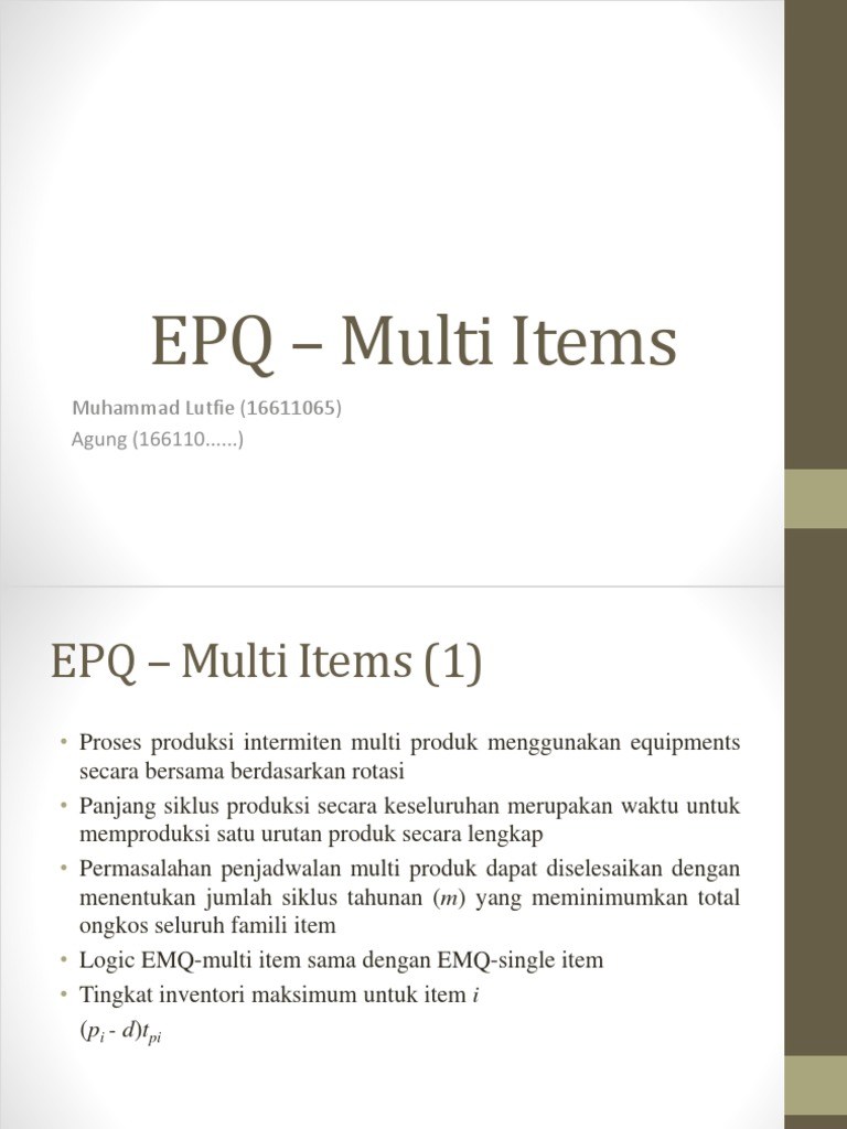 EPQ - Multi Items | PDF | Bisnis | Teknologi & Rekayasa