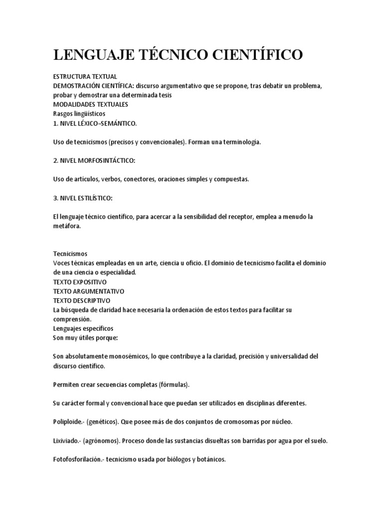 Lenguaje Técnico Científico | PDF | Science | Lingüística