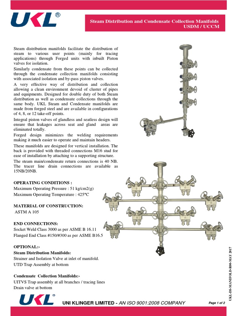 Steam Distribution and Condensate Collection Manifolds Usdm / Uccm ...