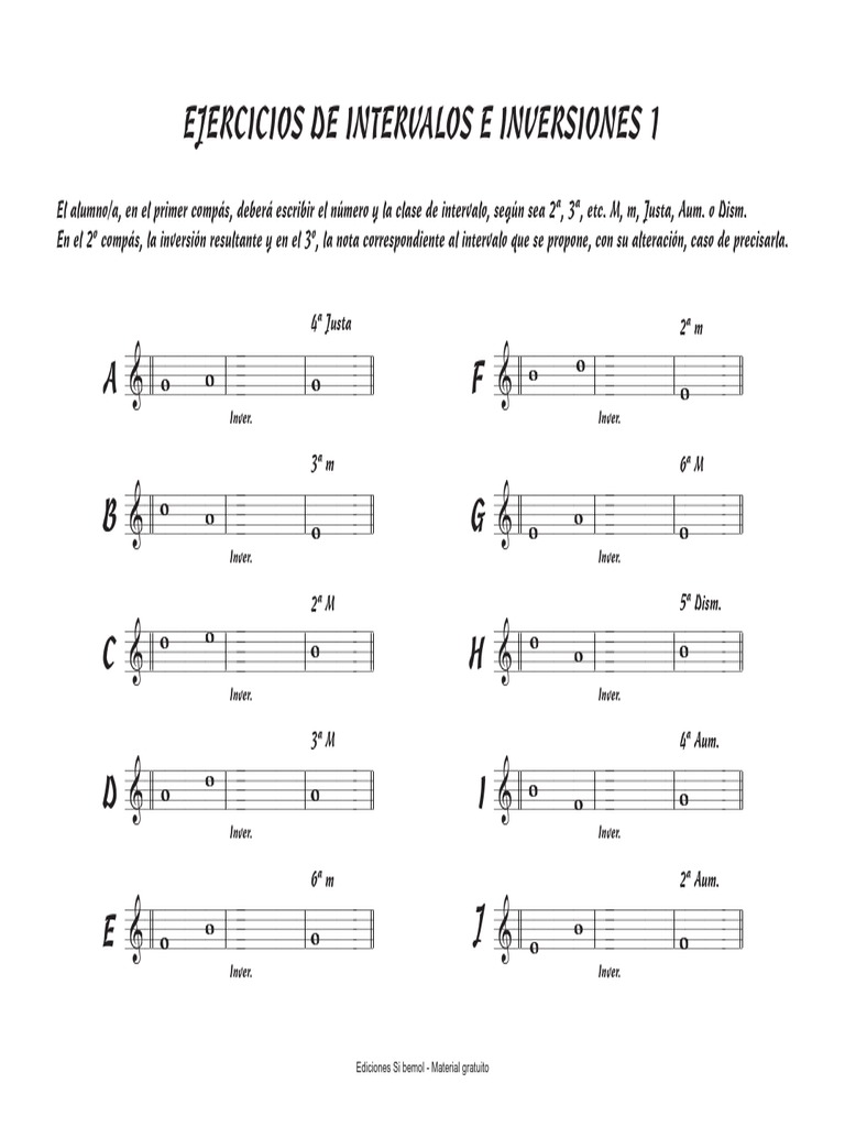 Ejercicios de Intervalos Musicales | PDF