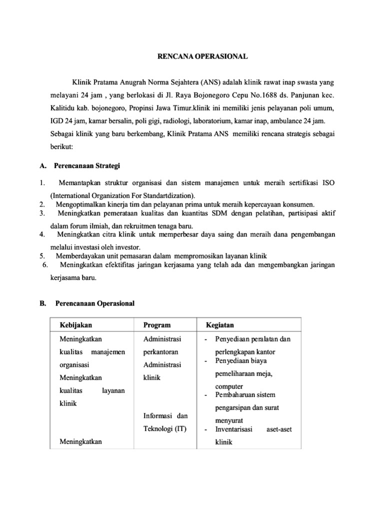 Rencana Operasional | PDF