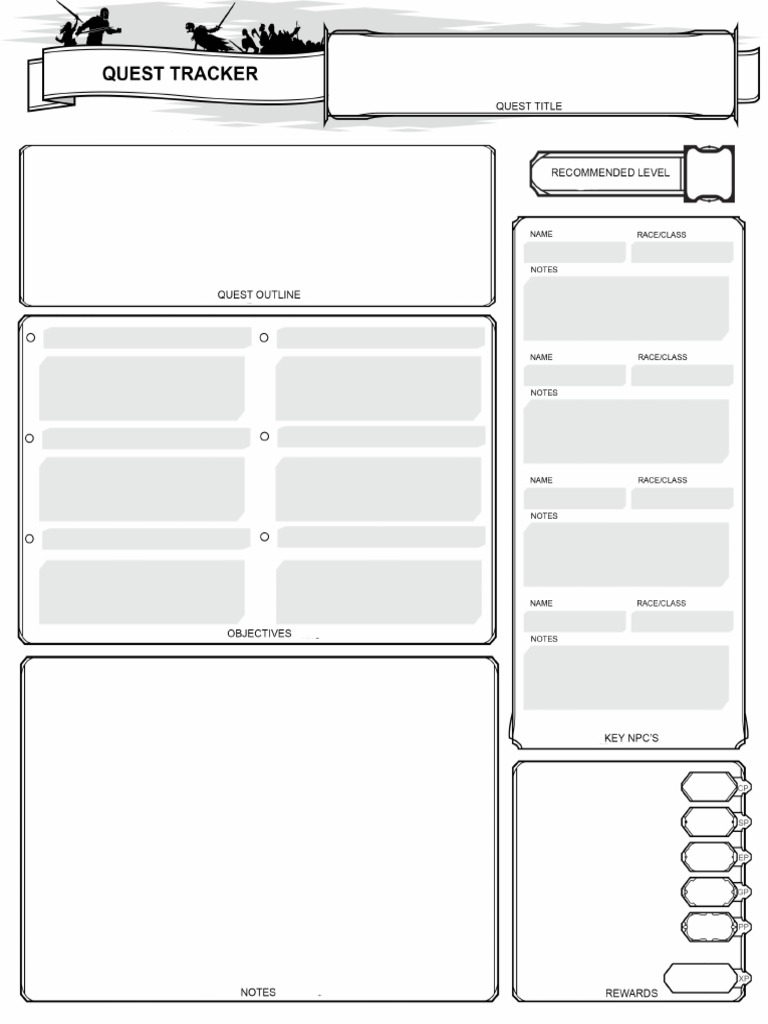 Quest Tracker TTRPG 5e DND | PDF
