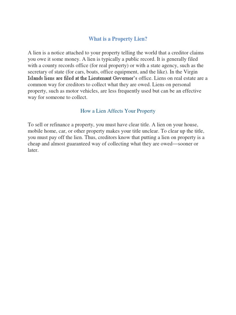 Understanding Property Liens | PDF | Finance & Money Management ...