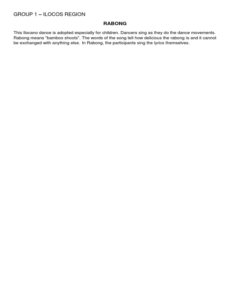 The Delicious Rabong: An Ilocano Children's Dance Celebrating Bamboo ...