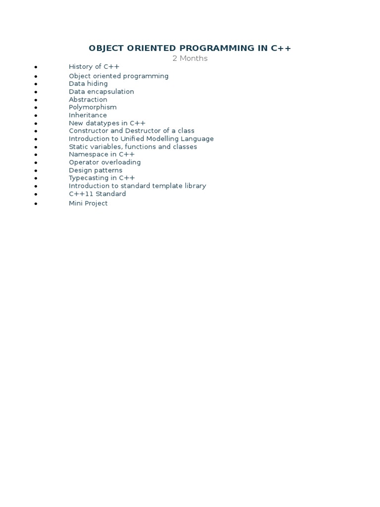 OOP Concepts in C++ Overview | PDF