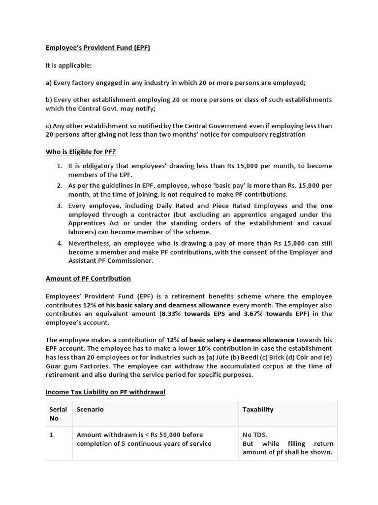 Employee's Provident Fund (EPF) | PDF | Taxation | Employment