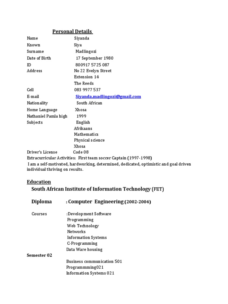 CV Siyanda Madlingozi 686687711 13 20185 44 40 Am | PDF | Oracle ...
