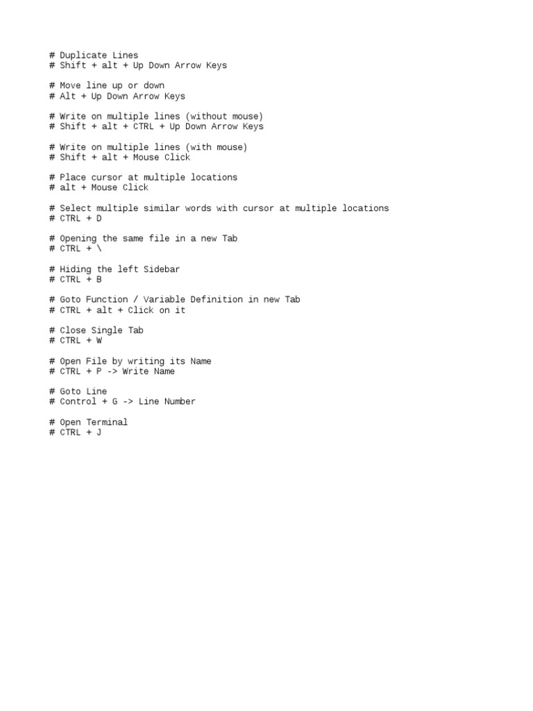 Teclas de Atalhos VS Code | PDF | Control Key | Text