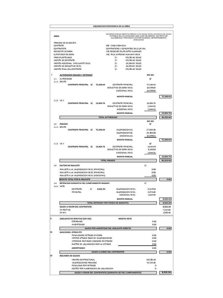 Hoja De Liquidacion Pdf Economias Business