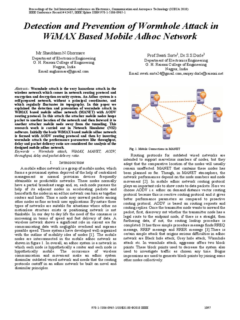 Detection And Prevention Of Wormhole Attack In Pdf Pdf Wireless Ad Hoc Network Computer