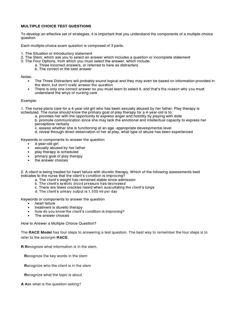 Multiple Choice Test Questions | PDF | Multiple Choice | Medicine