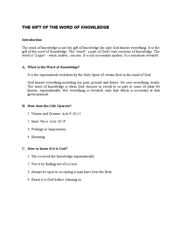 The Word of Knowledge | PDF