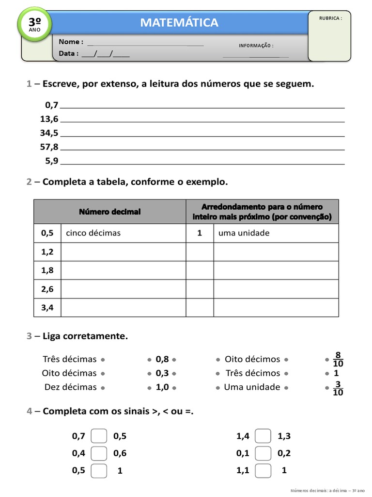 Números Decimais - A Décima | PDF