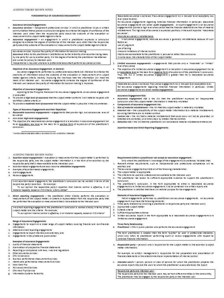 Notes From Sir Red Sirug Handouts On Auditing Theory | PDF | Internal ...