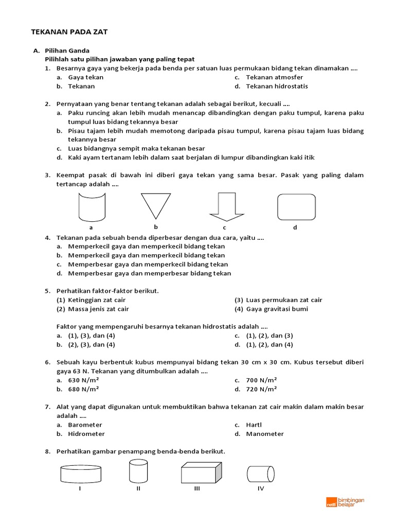 Latihan Soal Tekanan Kelas 8 | PDF