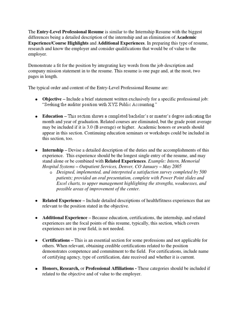 The Entry Level Professional Resume | PDF | Résumé | Academic Degree