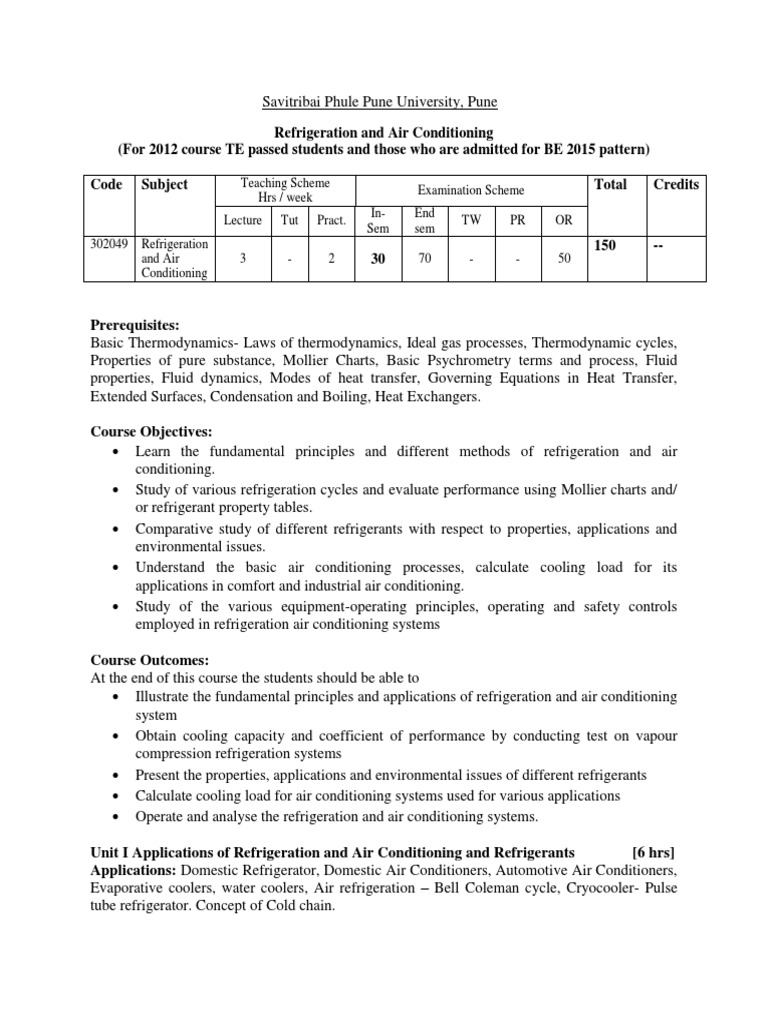 RAC Syllabus for Mechanical Engineering | PDF | Air Conditioning | Hvac