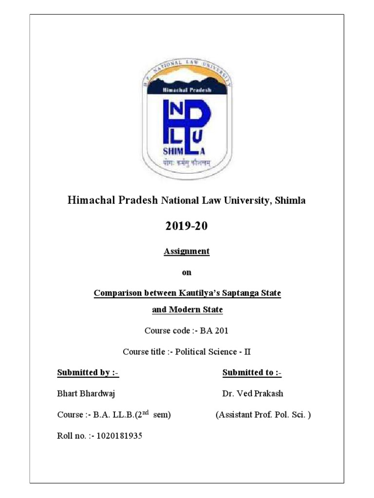 Comparison of Kautilyan Saptanga Theory and Modern State | PDF ...