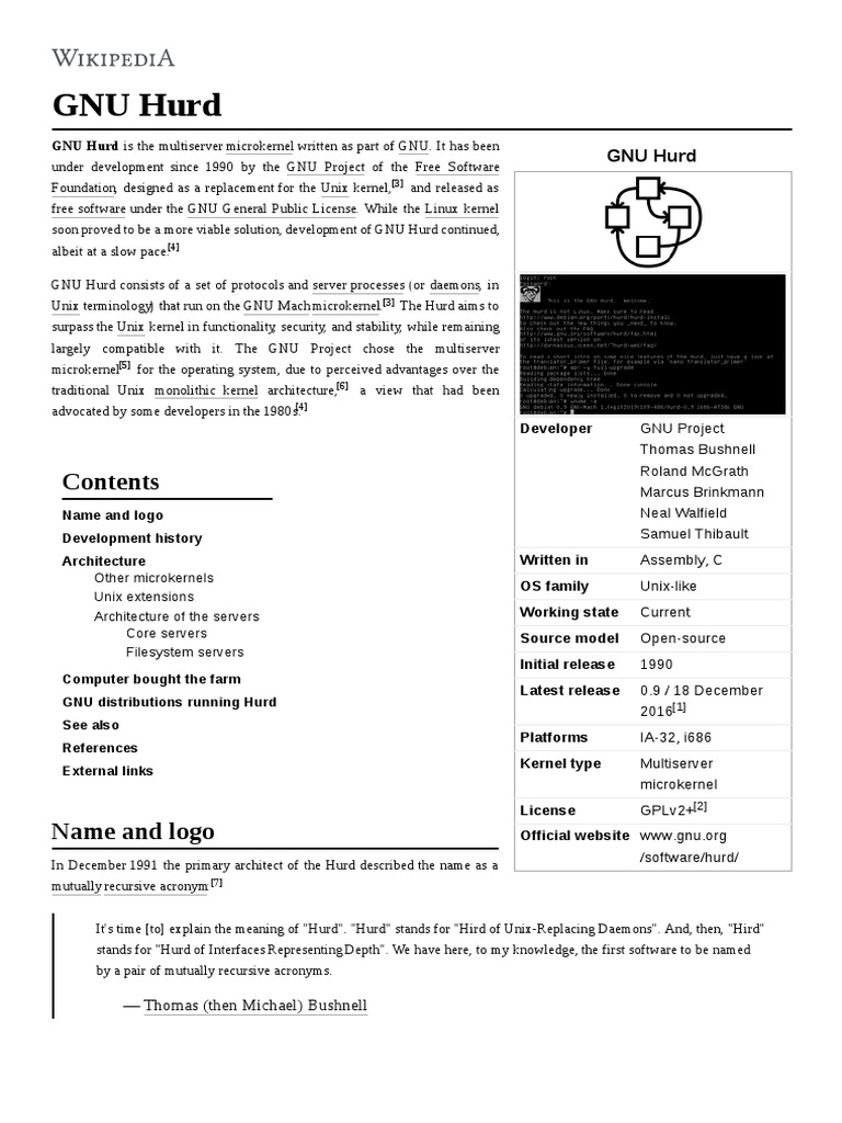 GNU Hurd | PDF | Computer Engineering | Operating System Technology
