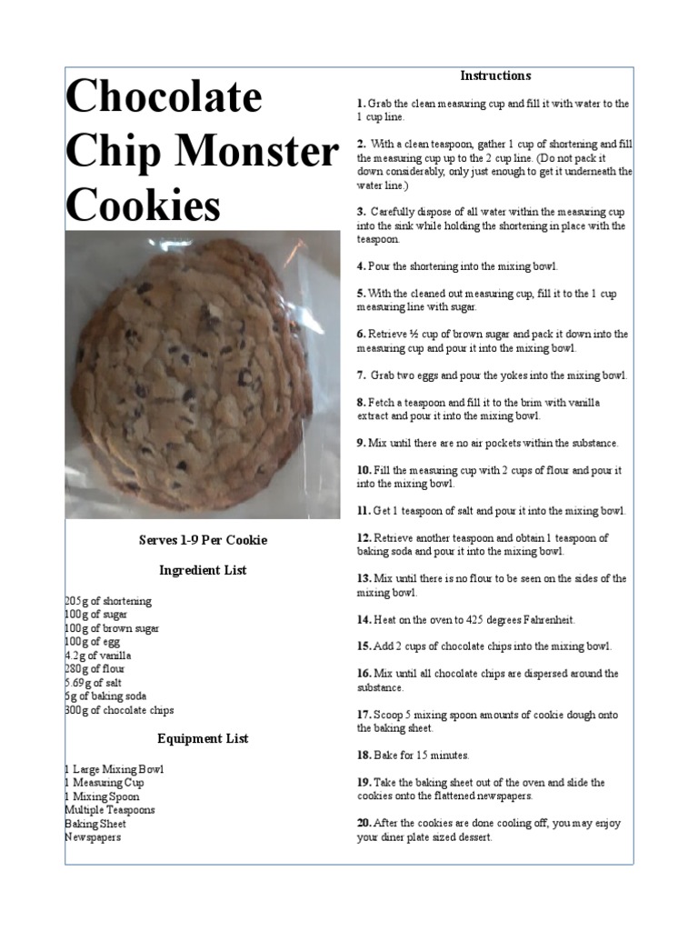 4-19-19 Monster Cookie Recipe Card Gregory Rambo | PDF | Flour ...