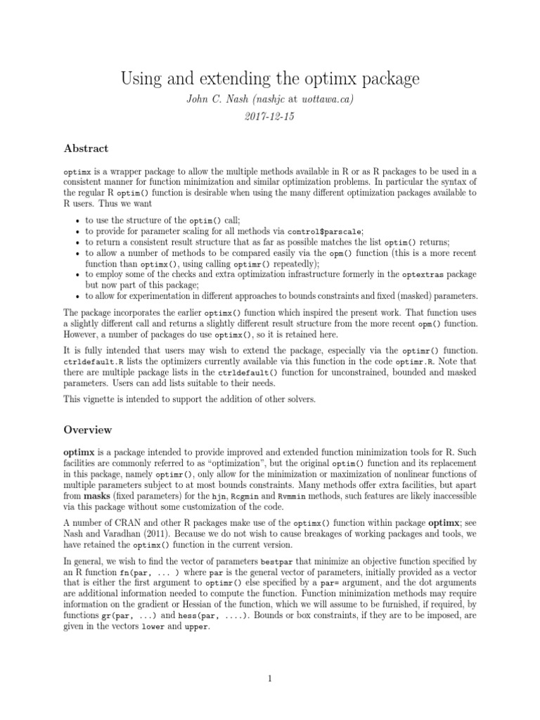 Extend Optimx | PDF | Mathematical Optimization | Parameter (Computer Programming)