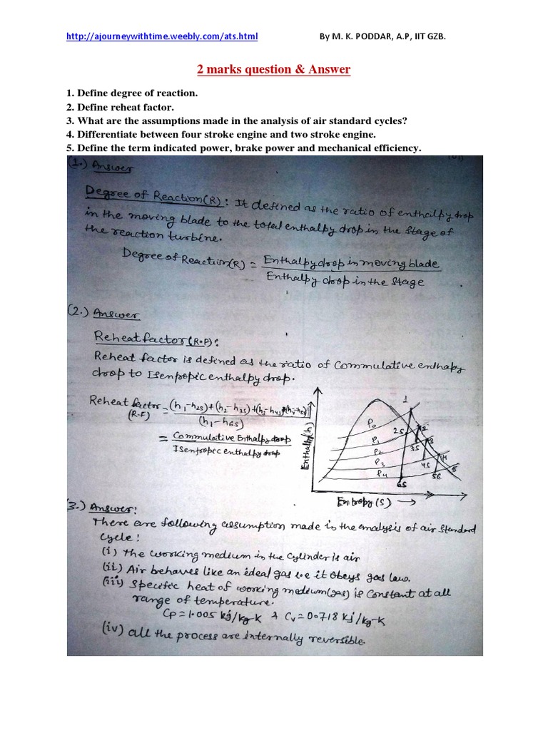 Two Marks Questions and Answer | PDF | Boiler | Steam Engine