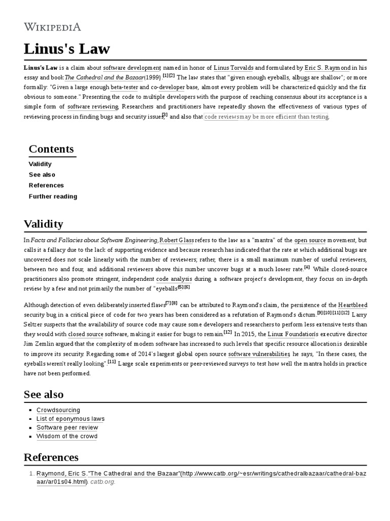 Linus's Law | PDF | Computing | Intellectual Works