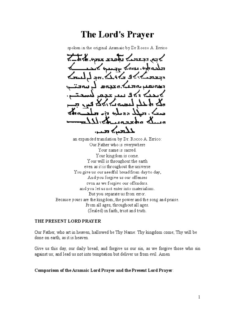 Our Father Prayer | PDF | Lord's Prayer | Mythology