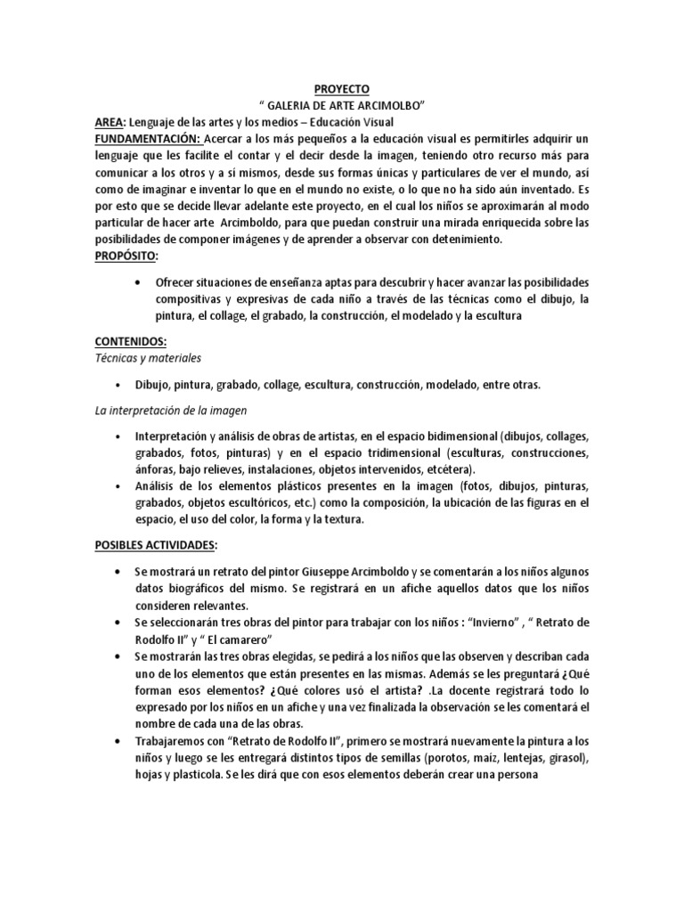 Proyecto Arcimboldo | PDF | Dibujo | Pinturas