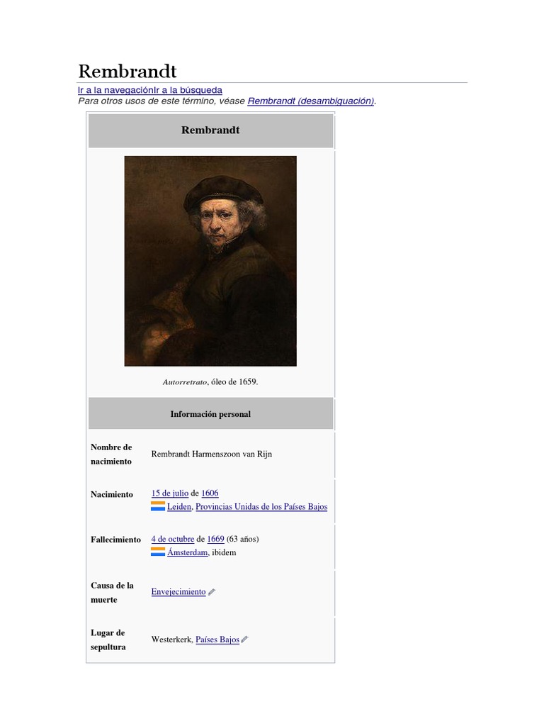 Rembrandt | PDF | Rembrandt | Artes plásticas