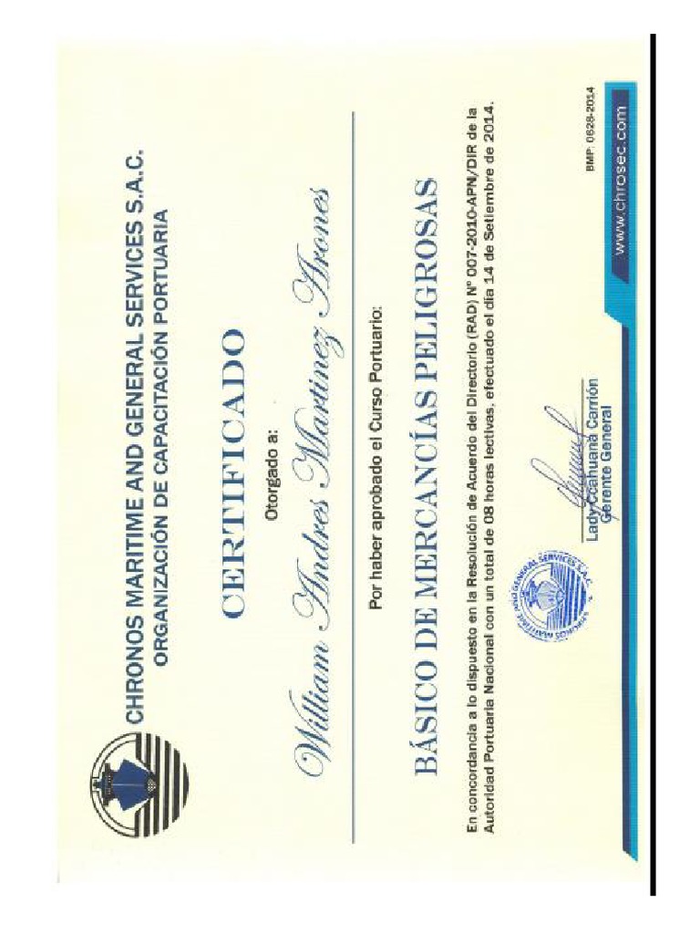 Certificado Imo | PDF