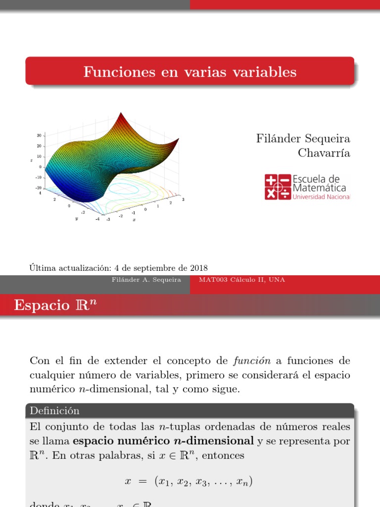 Funciones Varias Variables Handout PDF | PDF | Función (Matemáticas) | Análisis