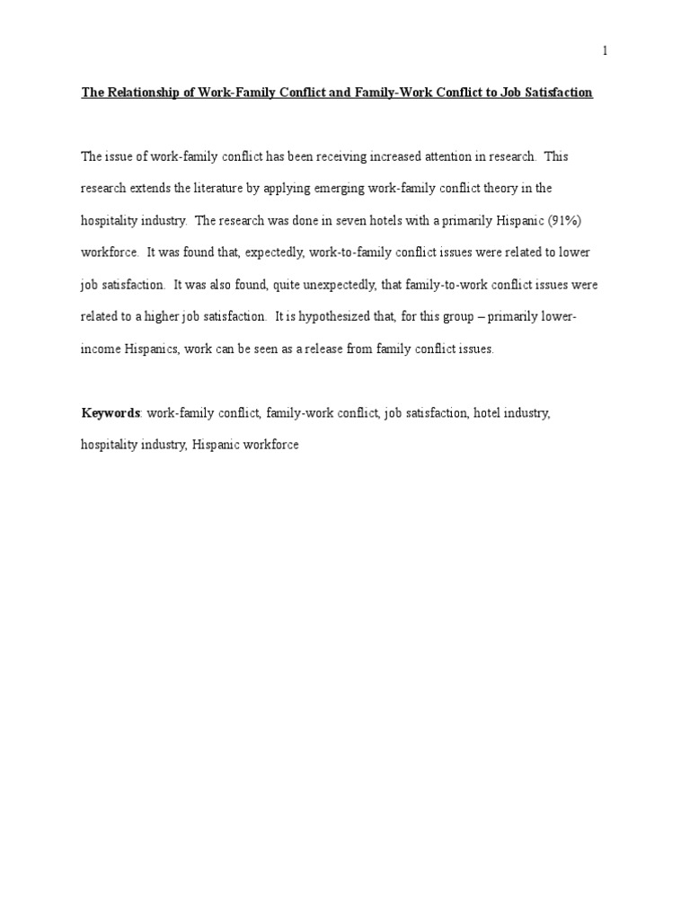 The Relationship of Work-Family Conflict and Family-Work Conflict To ...