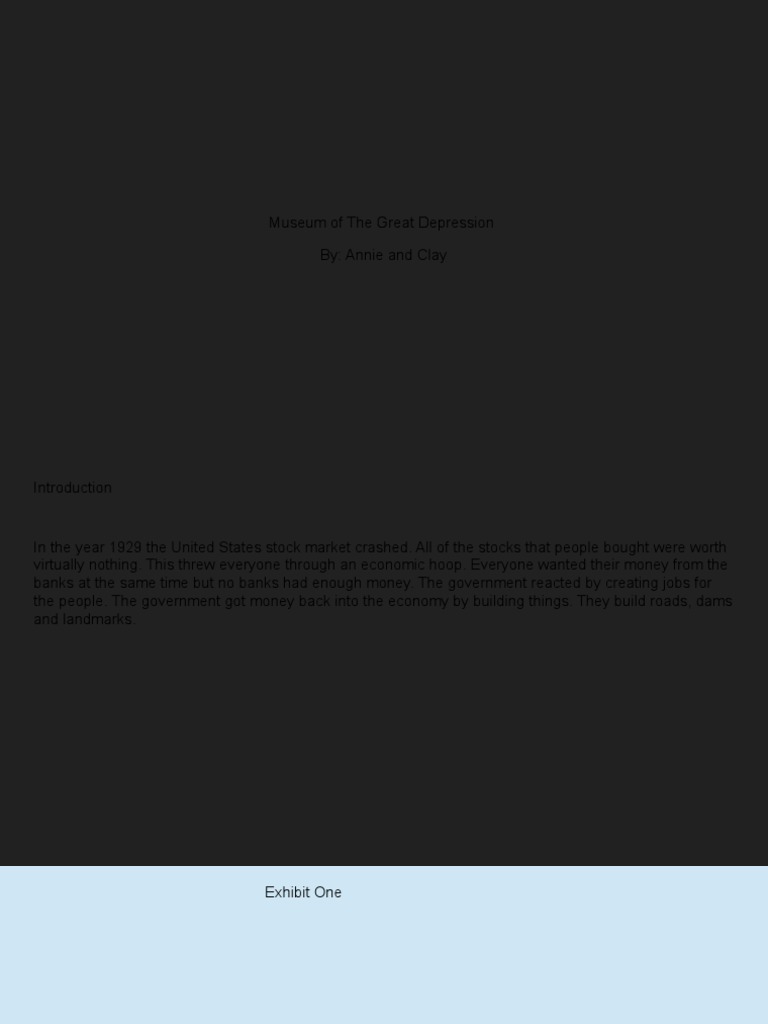 Great Depression Museum | PDF | Politics | Travel