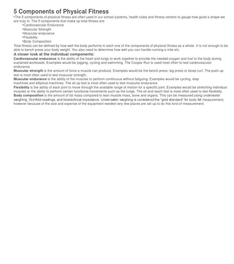 Understanding 5 Components of Fitness | PDF | Self-Improvement | Wellness